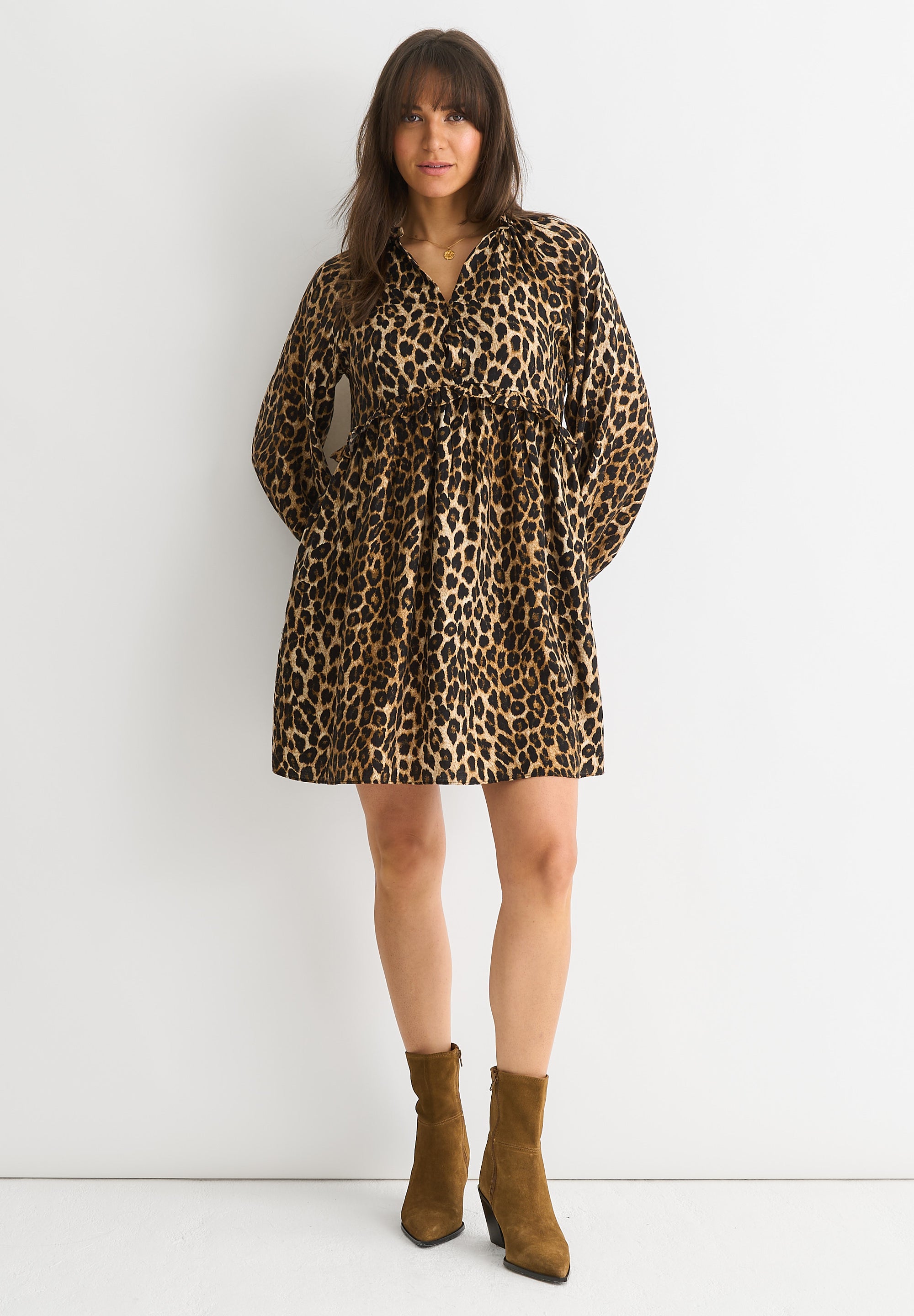 Brown Animal Smock Mini Dress – Gini London